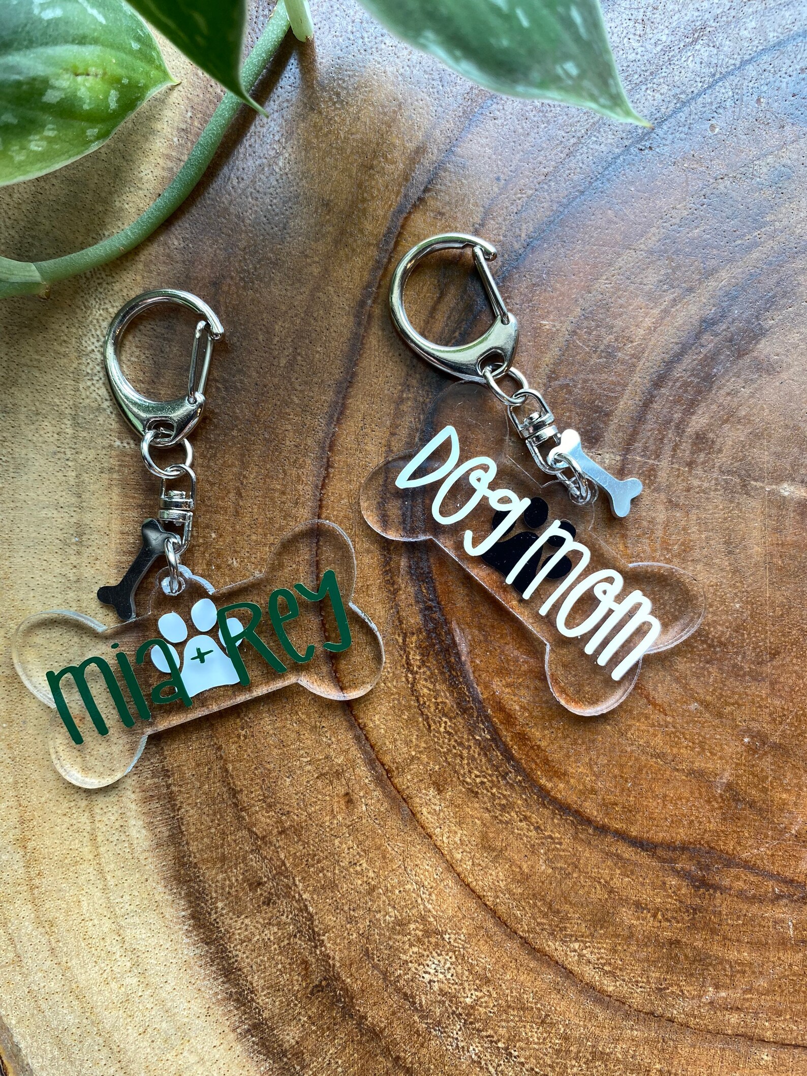 Personalized Acrylic Dog Bone Keychain DOG MOM Keychain | Etsy