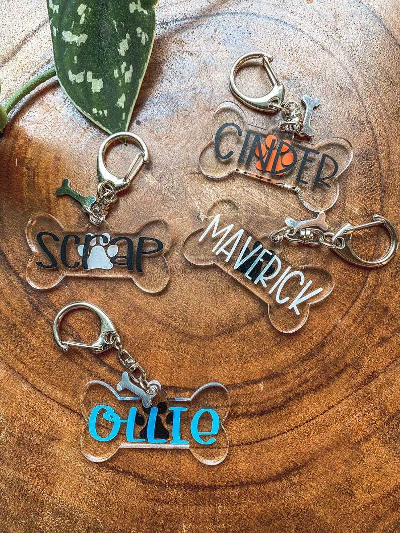 Personalized Acrylic Dog Bone Keychain DOG MOM Keychain - Etsy
