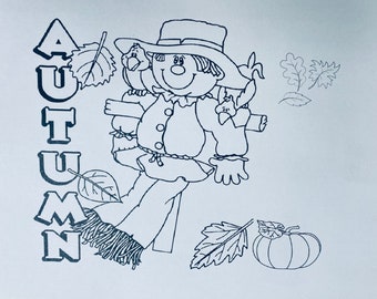 Printable Autumn Scarecrow Coloring Page 3 - Etsy