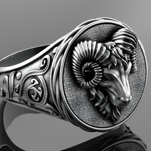 Aries Ring Ram Signet Horoscope Jewelry Silver Accessory Gift | Etsy