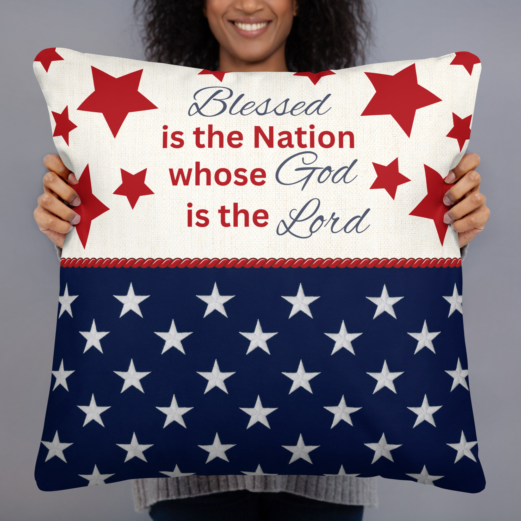 Blessed is the Nation Whose God is the Lord Bible Verse Pillow God ...