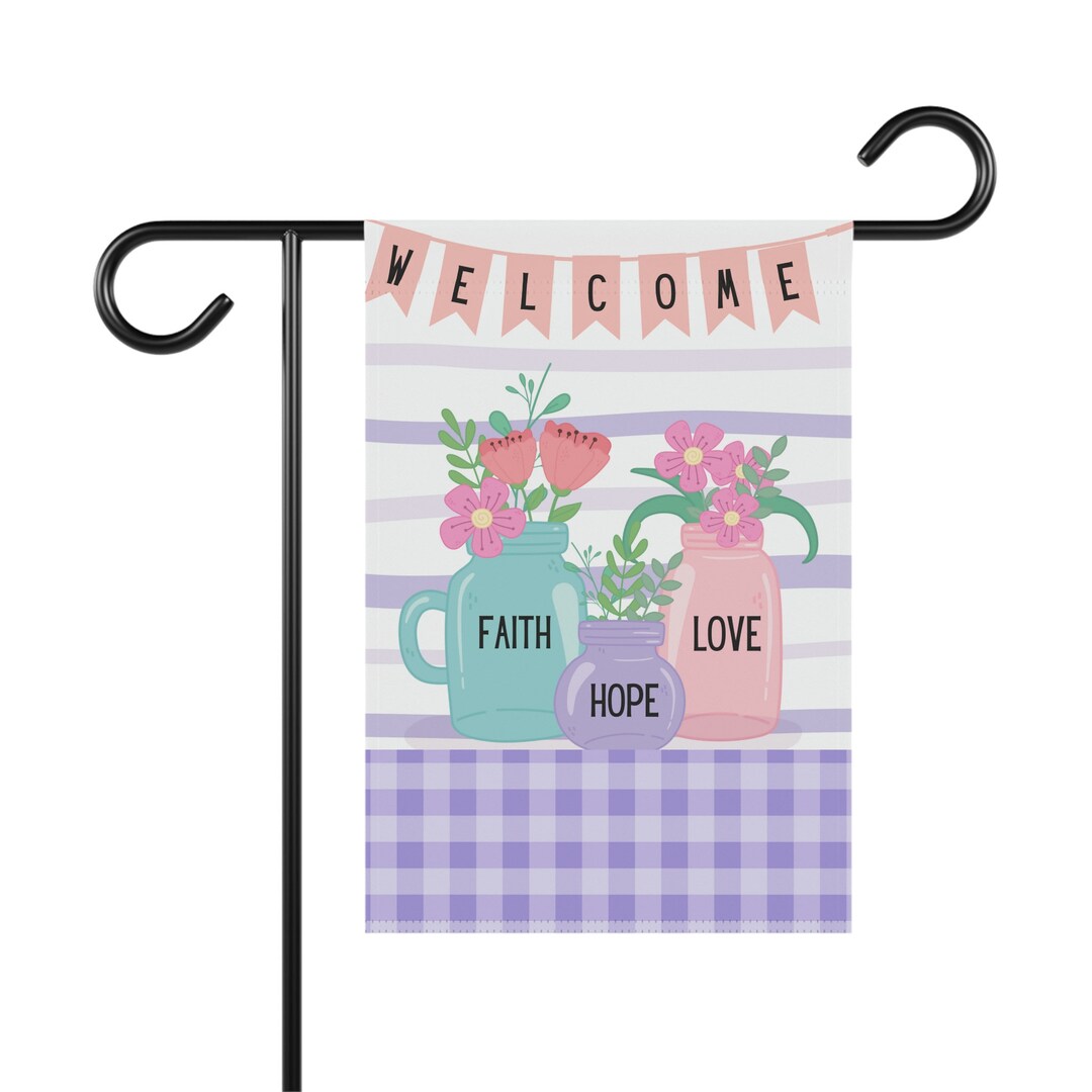 DOUBLE SIDED Faith Hope Love Garden Flag (flower Pots) || Great ...