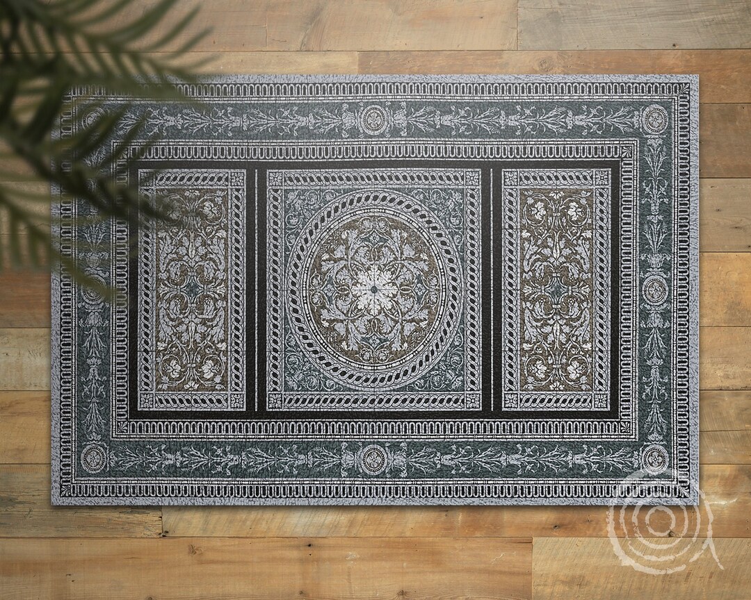 Retro Look Encaustic by Sir Matthew Digby Wyatt Vinyl Mat, Blue Vinyl ...