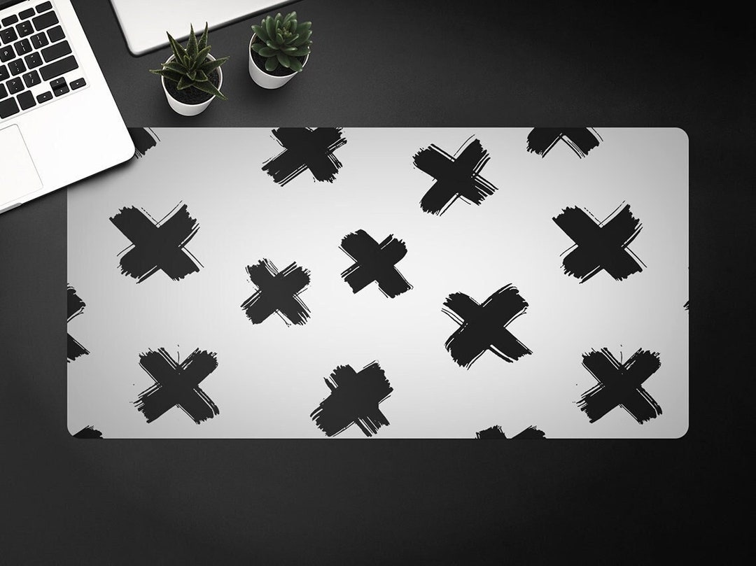 Personalized Black Crosses Desk Mat, Keyboard Mat, Desktop Blotter ...