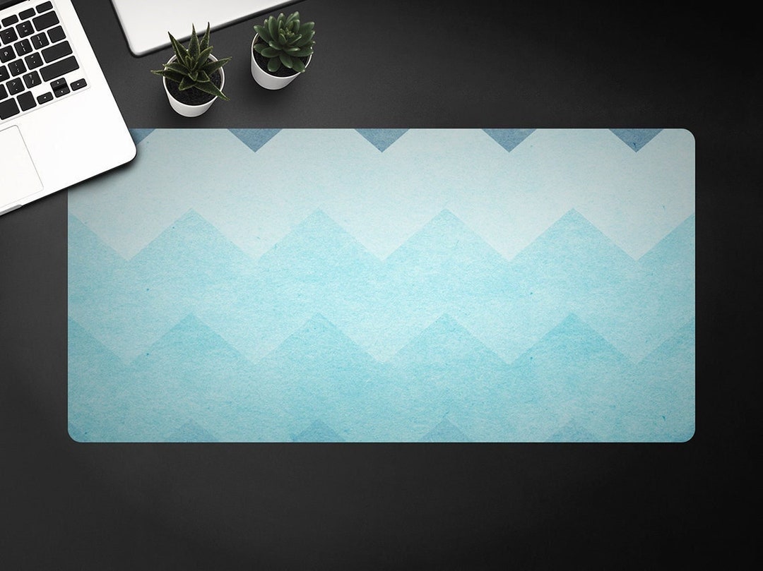 Blue Zigzags Pattern Desk Mat, Keyboard Mat, Desktop Blotter, Furniture ...
