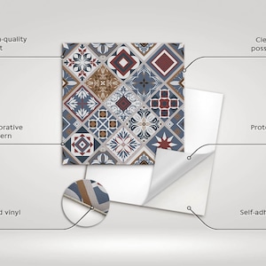 Floristic Ornament Tile Stickers, Peel and Stick Tiles, Mosaic Tile ...