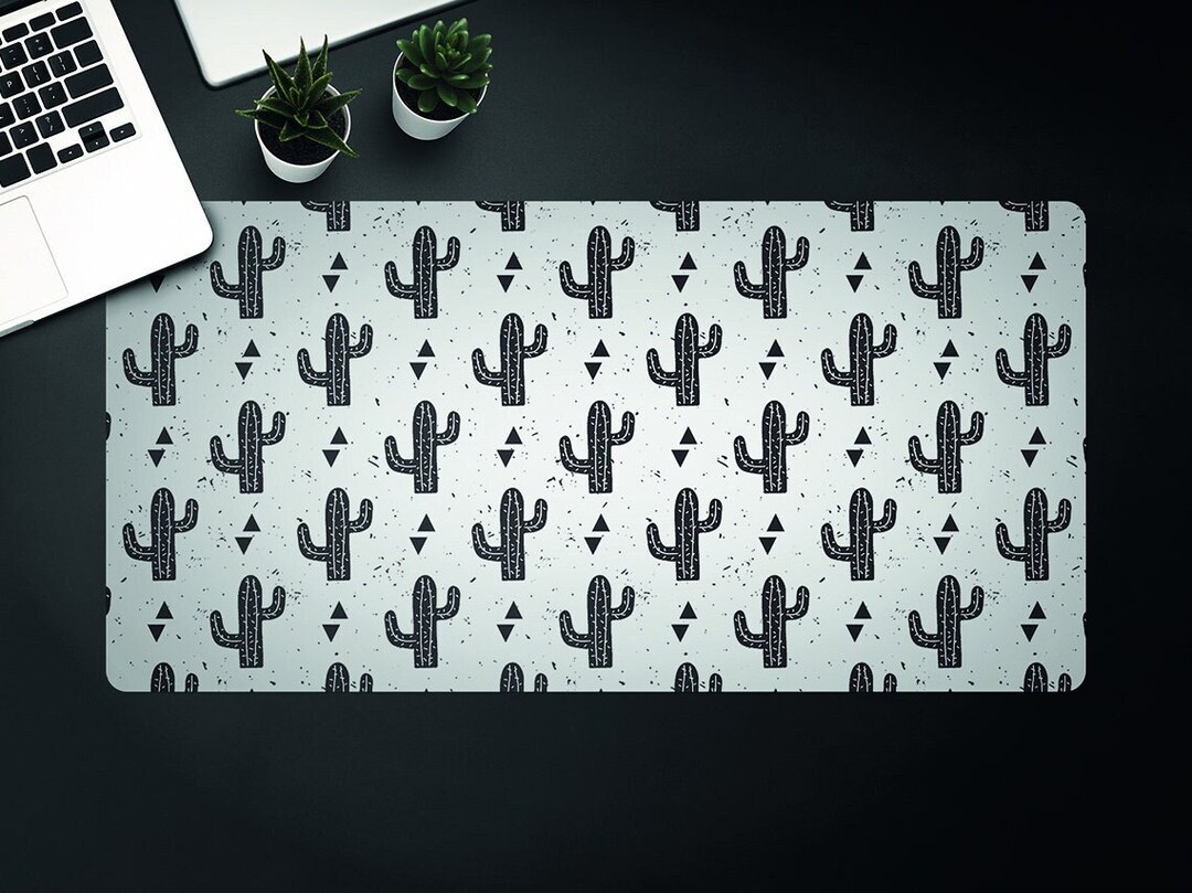 Personalized Black Cacti and Triangles Furniture Cover, Keyboard Mat ...