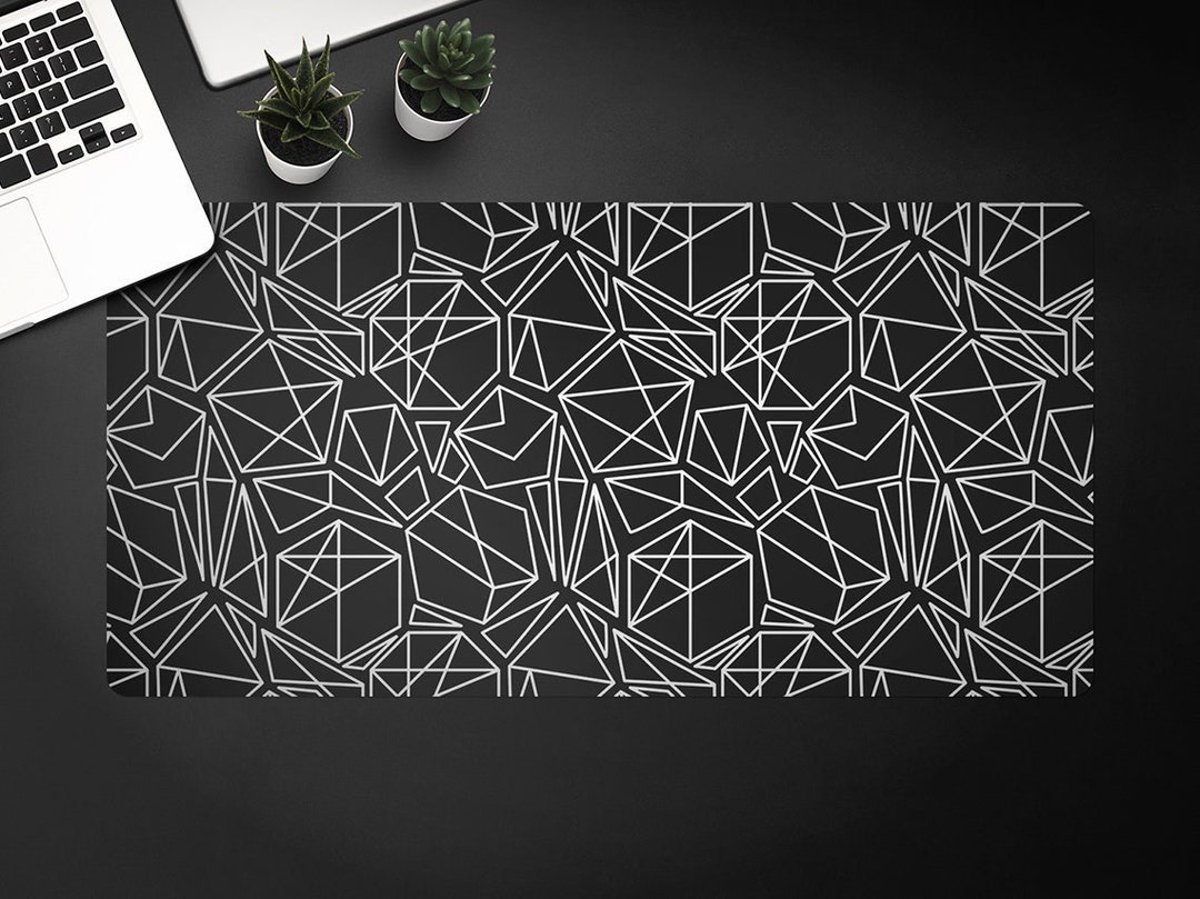 Personalized Black and White Geometric Desk Mat, Personalized Office ...
