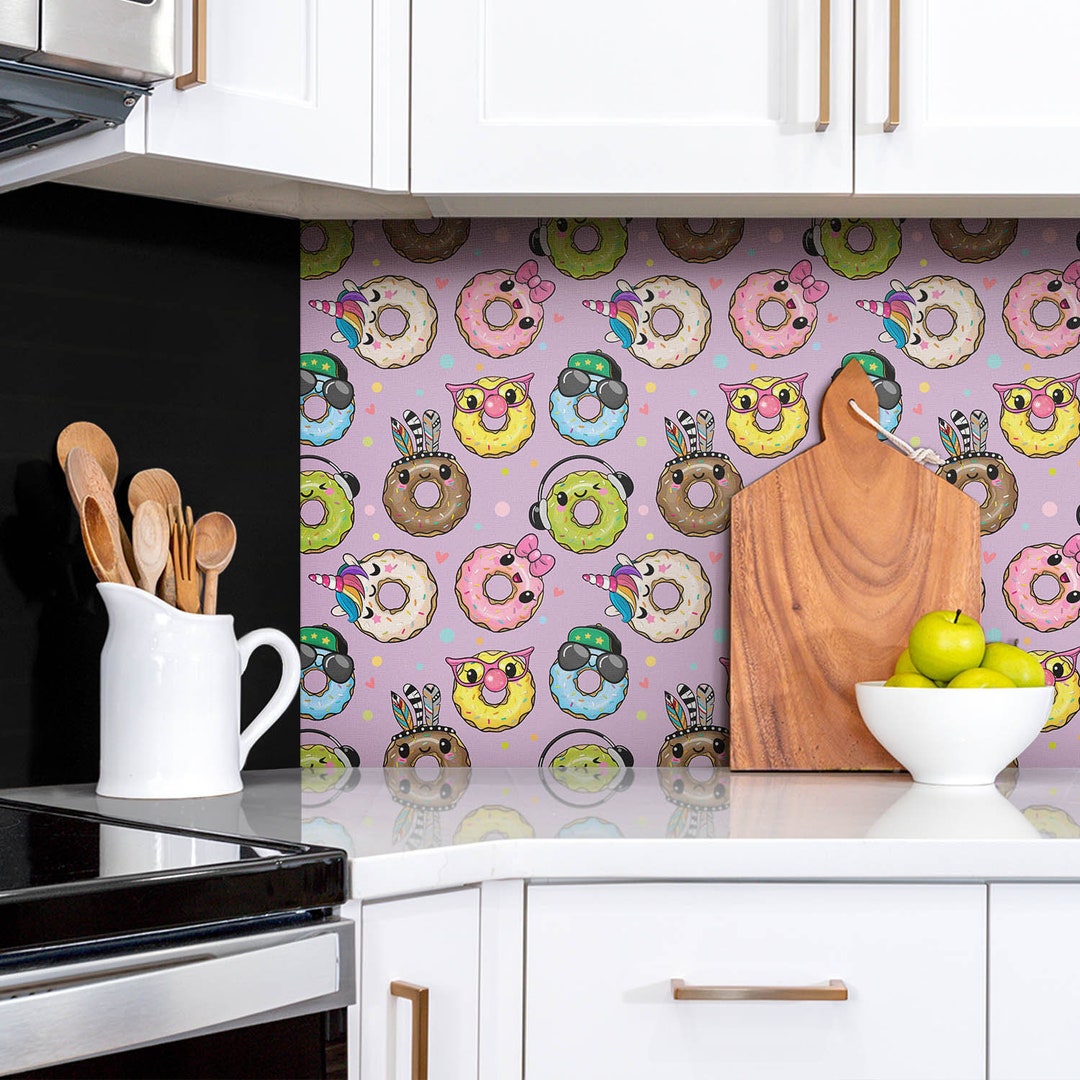 Cartoon Donuts Panel Sticker, Peel and Stick Panels, Food Panel Sticker ...