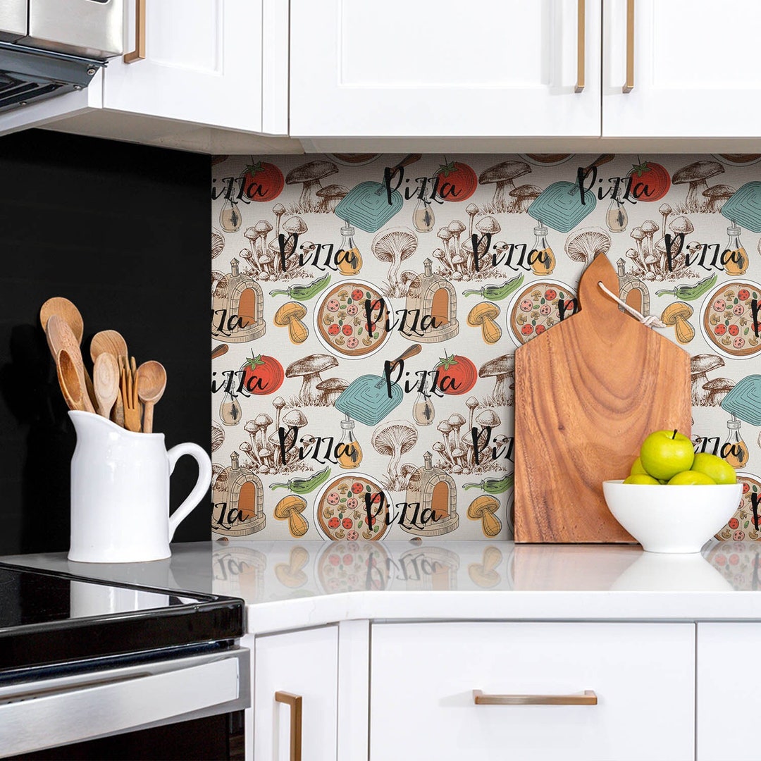 Drawning Pizza Panel Sticker, Peel and Stick Panels, Food Panel Sticker ...