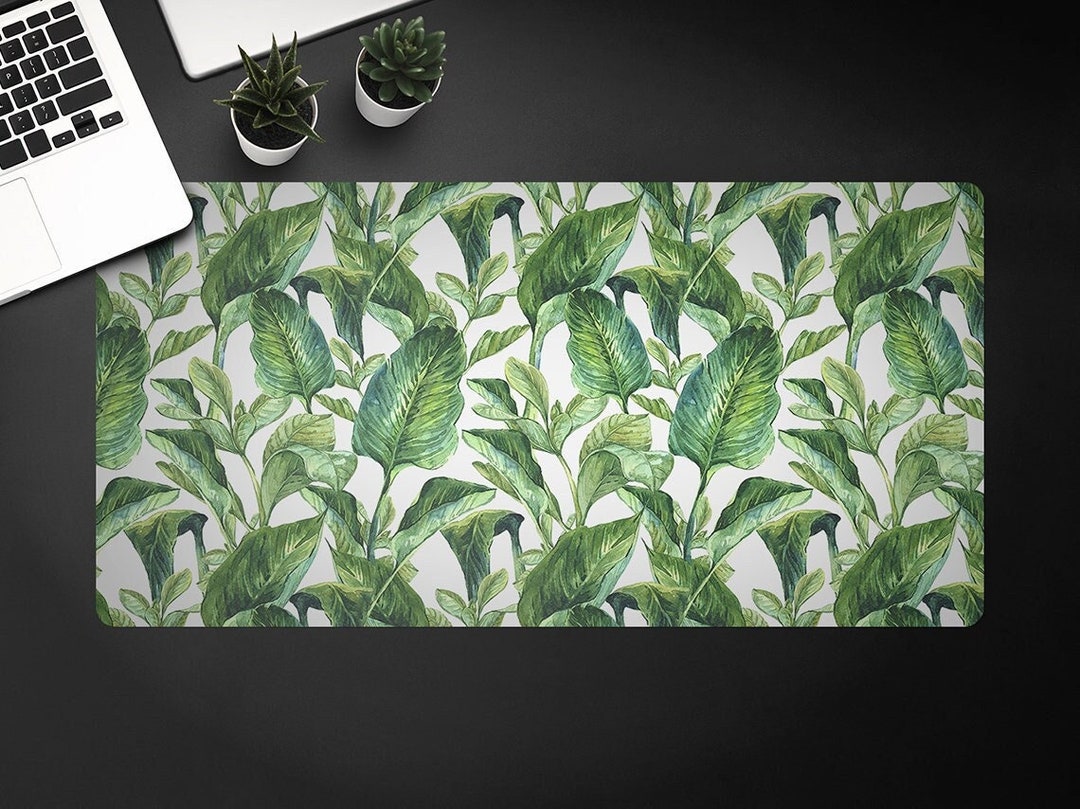 Pattern Bright Green Tropical Leaves Furniture Cover, Keyboard Mat ...