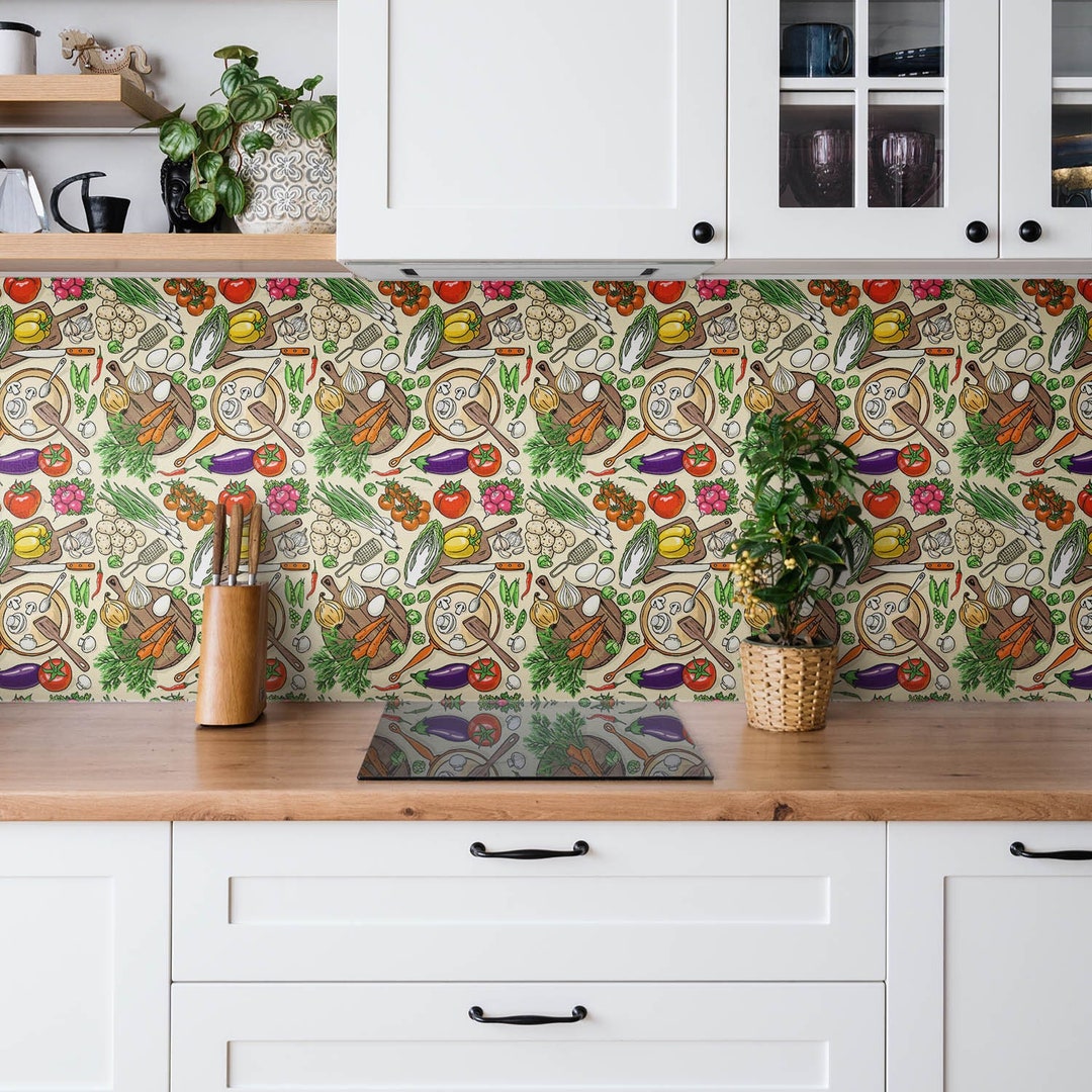 Drawing Vegetables Tile Stickers, Peel and Stick Tiles, Food Tile ...
