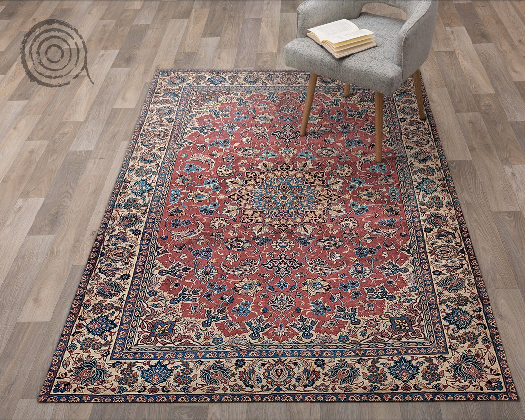 Middle Eastern Traditional Vinyl Floor Mat, Red Vinyl Mat, Blue Vinyl ...