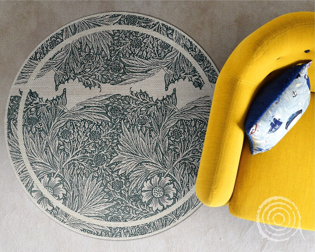 Original Artwork by William Morris Round Vinyl Mat, Turquoise Linoleum ...