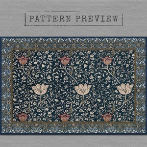 Medway by William Morris Vinyl Floor Mat, Blue Linoleum Rug, Bronze ...