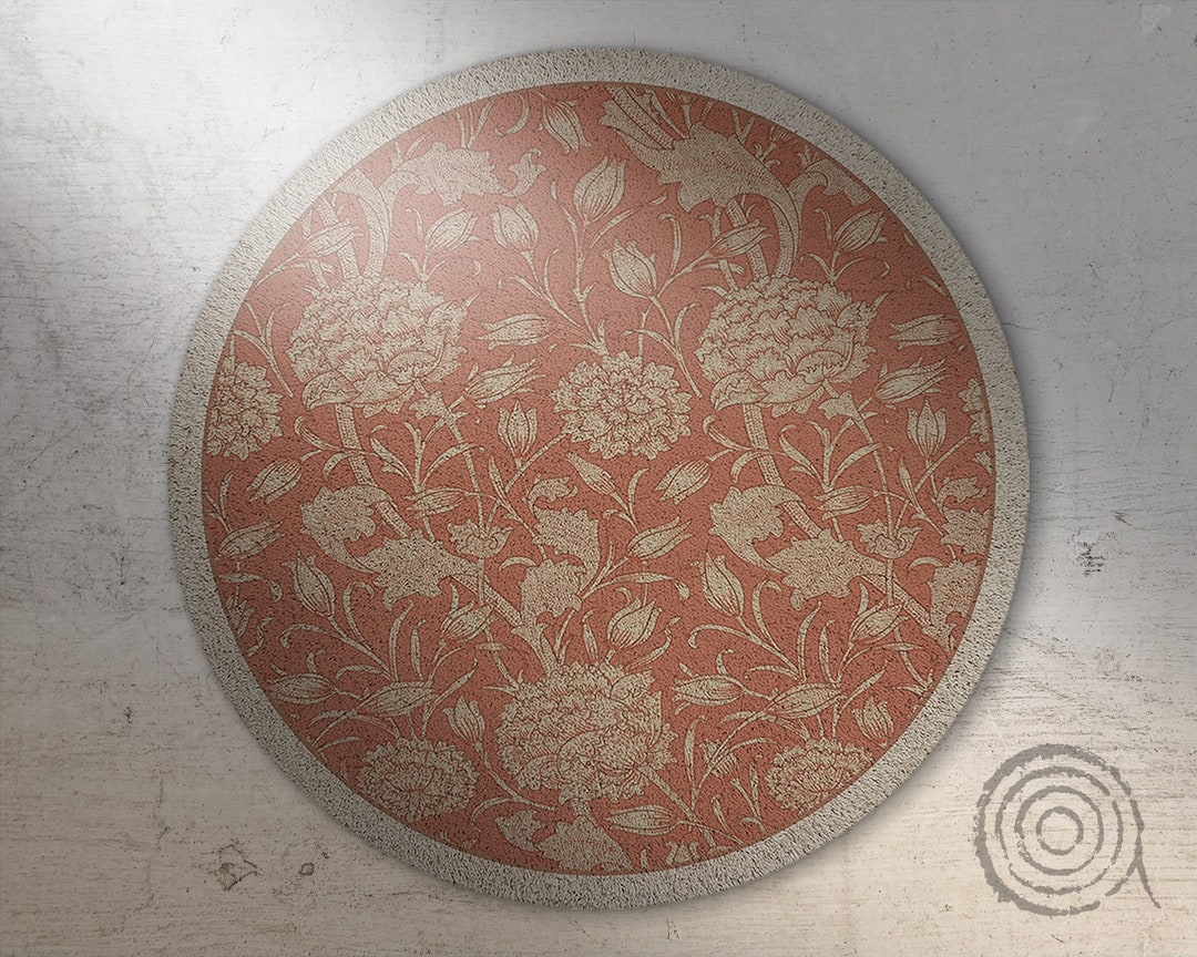 Wild Tulip by William Morris Round Vinyl Mat, Beige Linoleum Rug ...