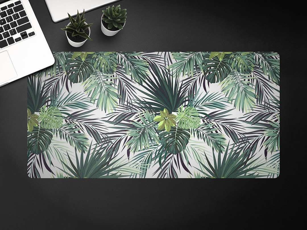 Pattern Tropical Green light Desk Mat, Keyboard Mat, Desktop Blotter ...