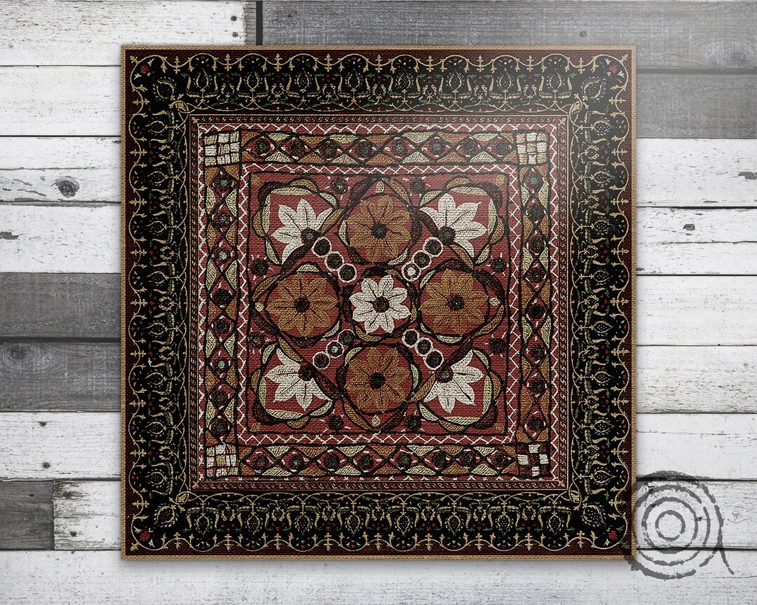 Hippie Patchwork Vinyl Floor Mat, Orange Vinyl Mat, Brown Vinyl Rug ...