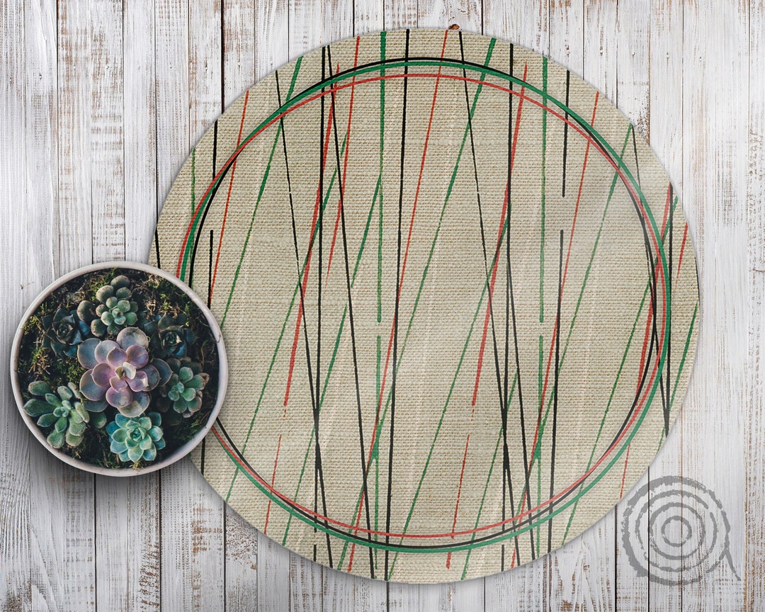 Woodblock Japanese by Furuya Korin Round Vinyl Mat, Green Vinyl Mat ...