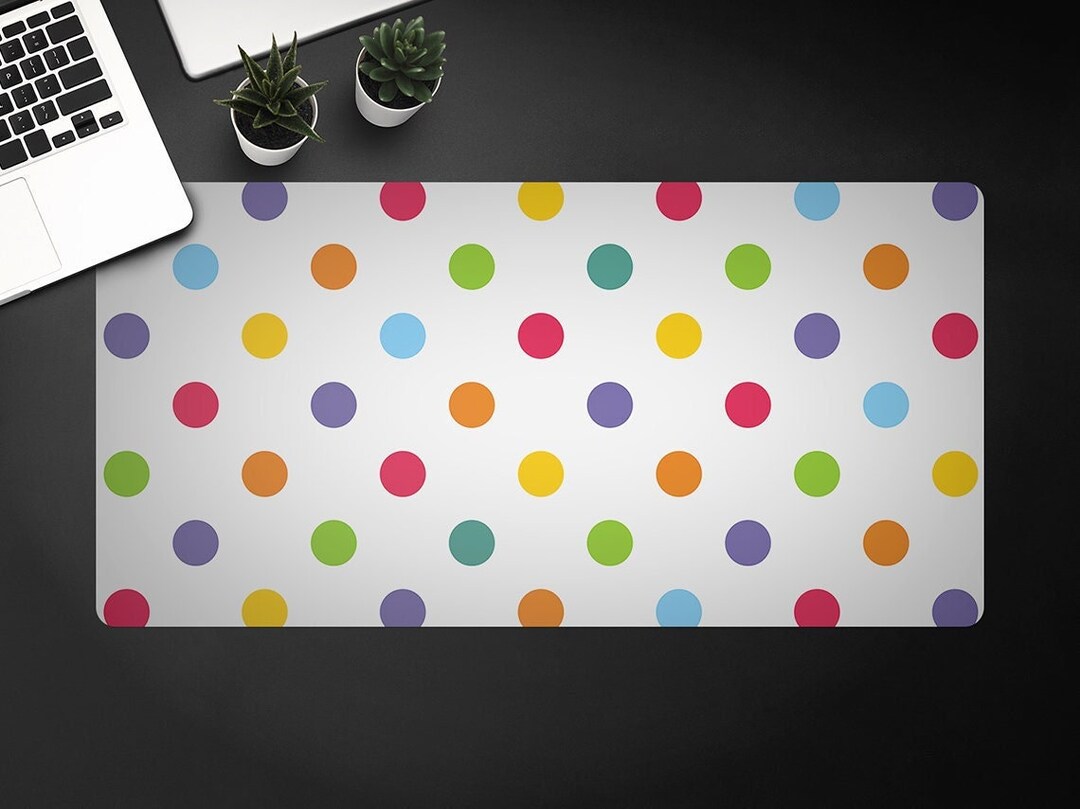 Personalized Colorful Polka Dots Desk Mat, Personalized Office ...