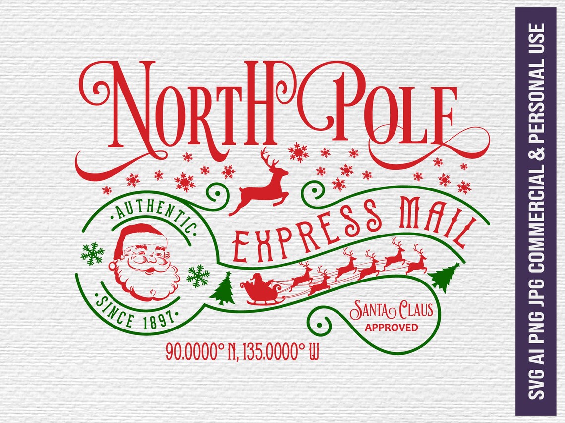 North Pole Svg North Pole Express Mail Svg Santa Claus Etsy