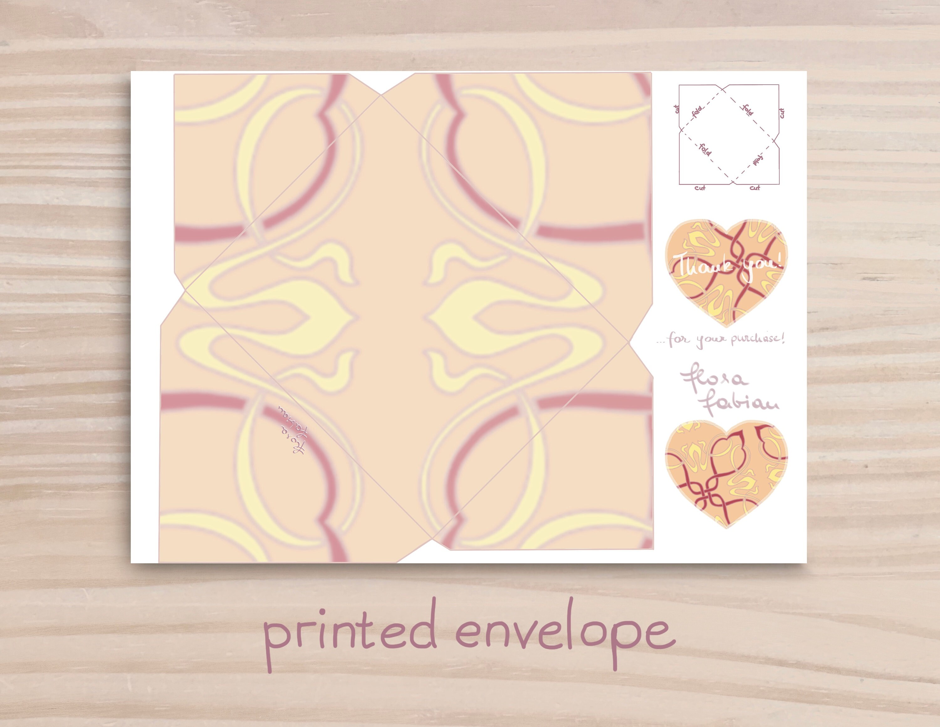 Printable Greeting Card Envelope Art Nouveau Inspired Multi Use Digital ...