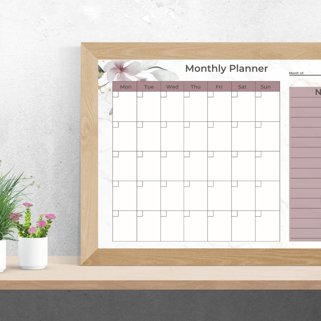 Monthly Calendar Printable Monthly Planner A4 Printable Calendar ...