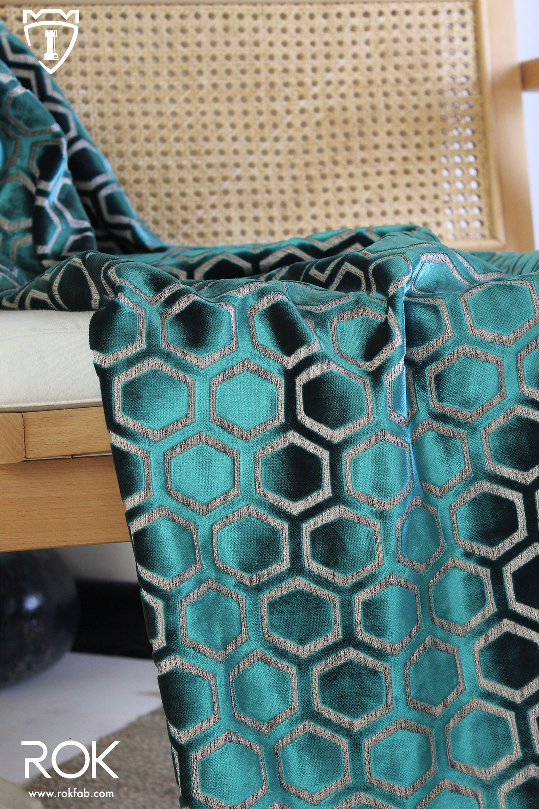 Hexagonal Velvet Fabric by the Yard – Modern Jacquard Upholstery - Etsy