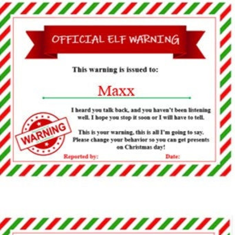 Elf Letter for Bad Behavior - Etsy