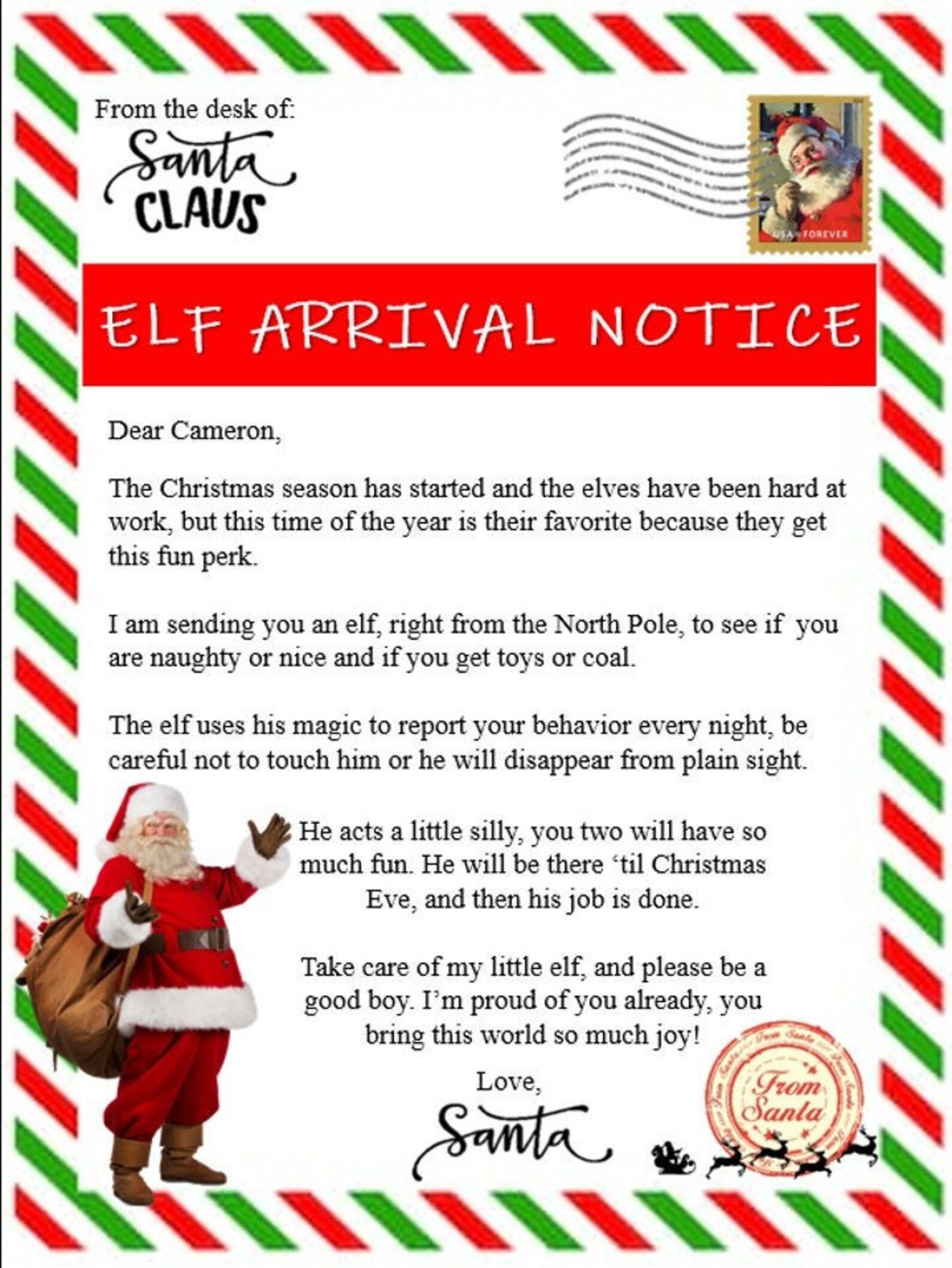 Elf Arrival & Departure Letters - Etsy