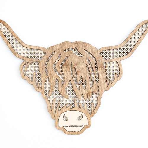 Laser Cut File Highland Cow SVG Rattan Highland Cow - Etsy