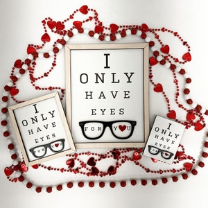 I Only Have Eyes for You Cute Eye Chart With Glasses Valentine's Day ...