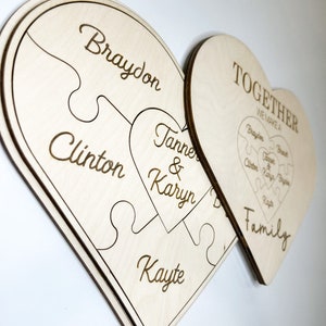 Customizable Family Heart Puzzle With Box and Lid Laser Cut Digital ...