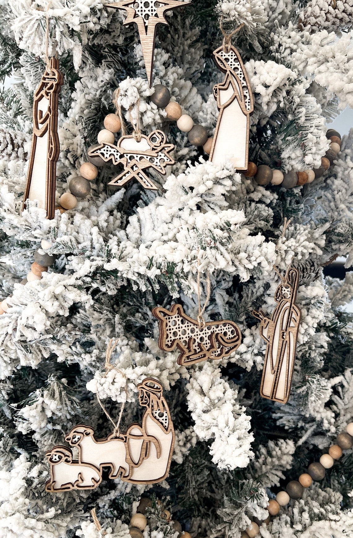 Rattan Nativity Christmas Tree Ornaments Laser Cut Digital - Etsy