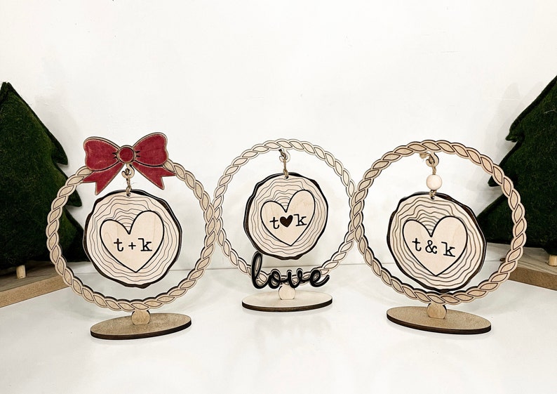 Customizable Wood Slice Love Initials Ornament / Charm and - Etsy