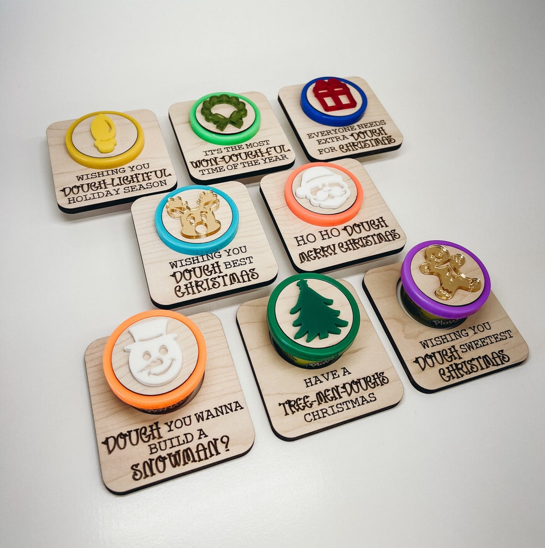 Cute Christmas Holiday Play Dough Cards With Shape Stamps Laser Cut ...