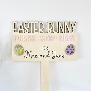 Laser Cut File | Customizable Easter Sign | Easter Bunny Stop Here Yard ...