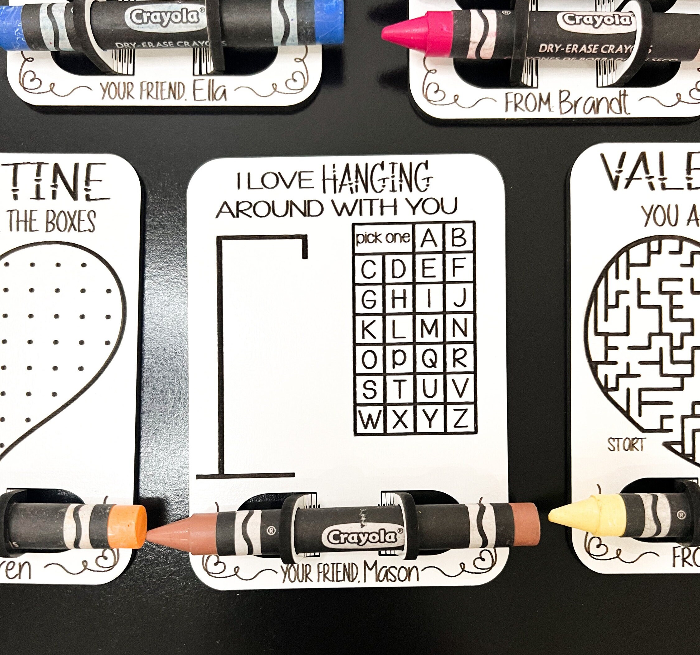 Cute Acrylic Valentine Activity Dry Erase Crayon Holder Card - Etsy