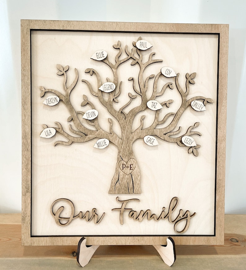 Customizable Family Tree Laser Cut Digital File | Easel File Included ...
