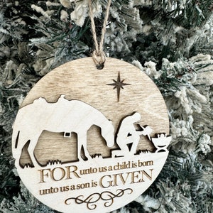 Cowboy Kneeling Nativity Christmas Ornament Laser Cut File | Jesus ...