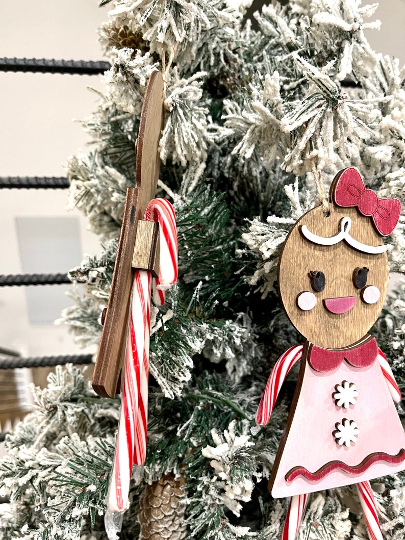 Candy Cane Holder Gingerbread Boy and Girl Ornament Laser Cut - Etsy