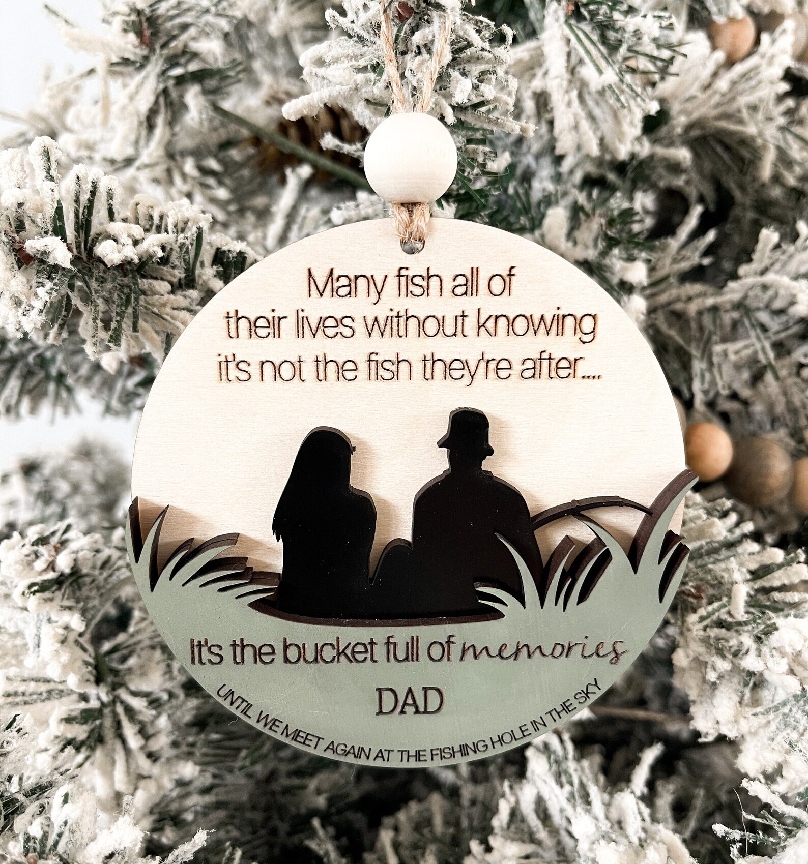 Customizable Memorial Keepsake Fishing Charm Ornament Laser Digital ...