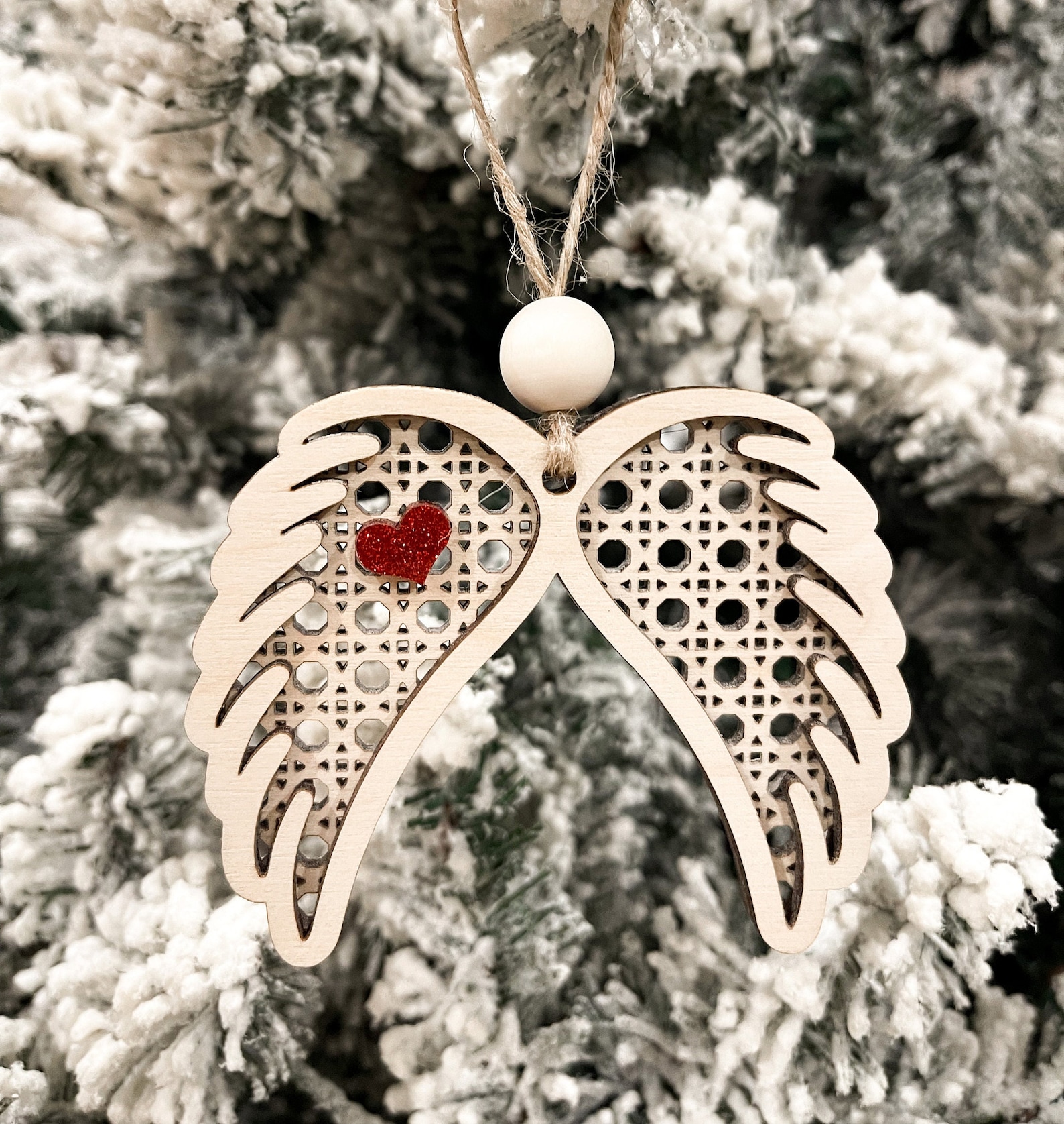 Rattan Memorial Angel Wing Charm Ornament Laser Cut Digital File ...