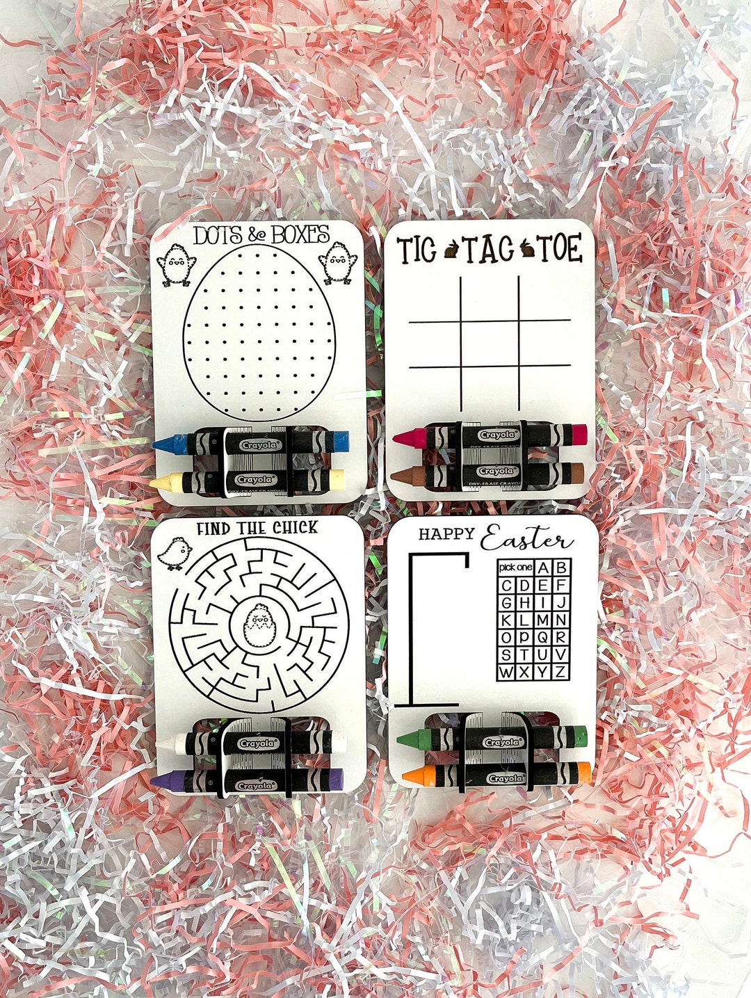 Cute Acrylic or Whiteboard Easter Activity Dry Erase Crayon Holder Card ...