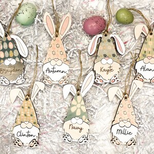 Cute Gnome Easter Bunny Basket Name Tag Laser Cut Digital File | 6 ...