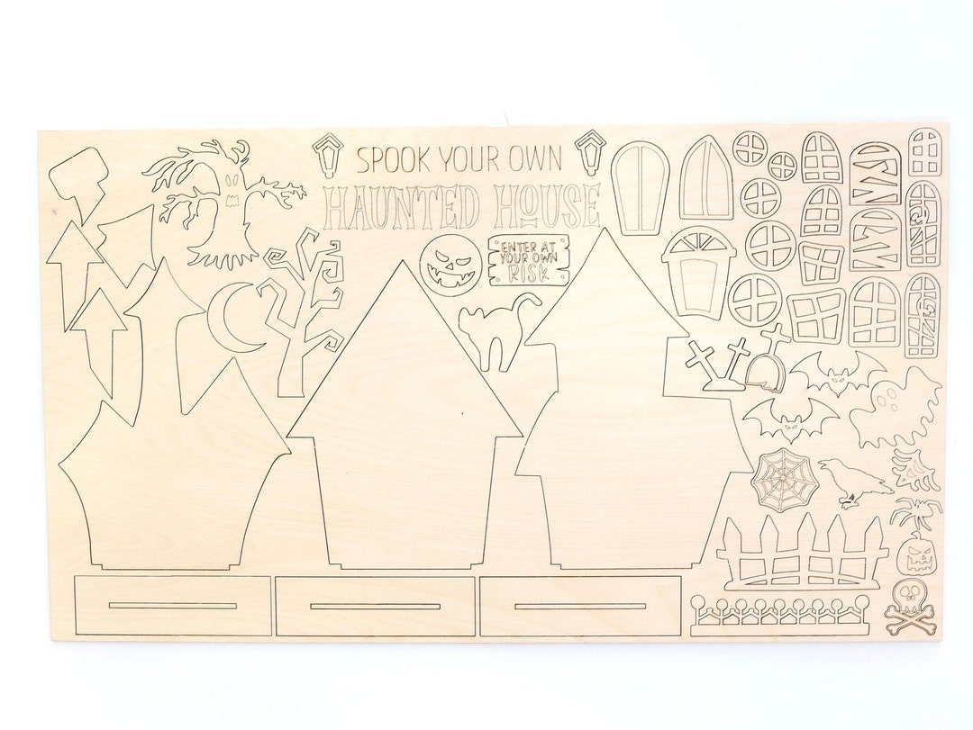 Spook Your Own Haunted House Laser Cut File | Interchangeable Haunted ...