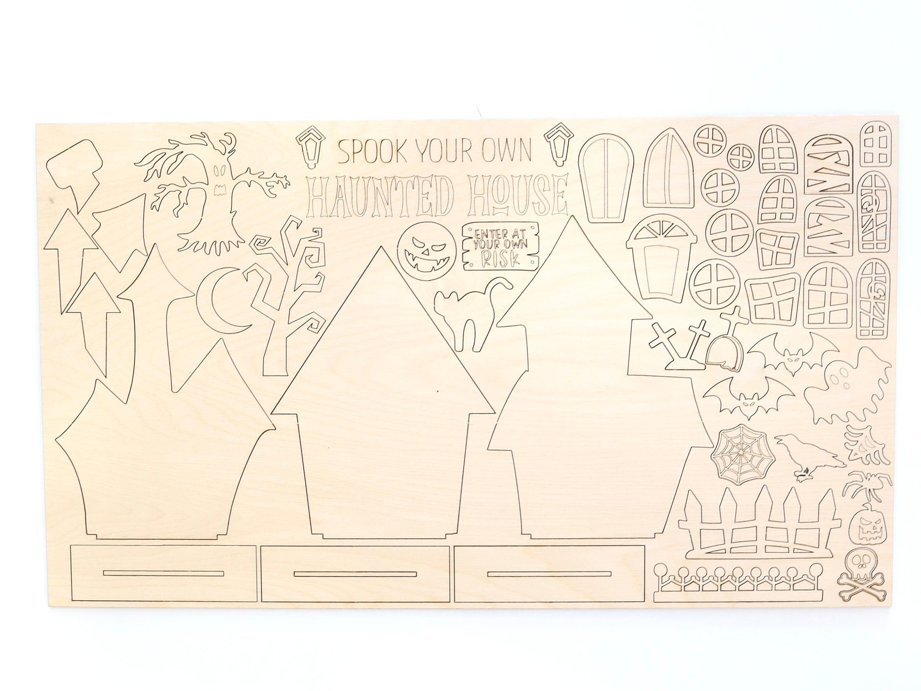 Spook Your Own Haunted House Laser Cut File | Interchangeable Haunted ...