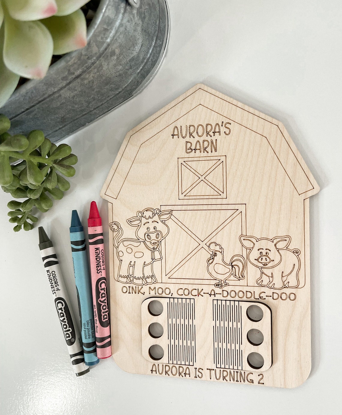 Cute Barn & Farm Animal Crayon Holder Coloring Card Laser Cut File ...