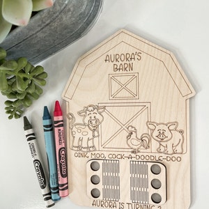 Cute Barn & Farm Animal Crayon Holder Coloring Card Laser Cut File ...