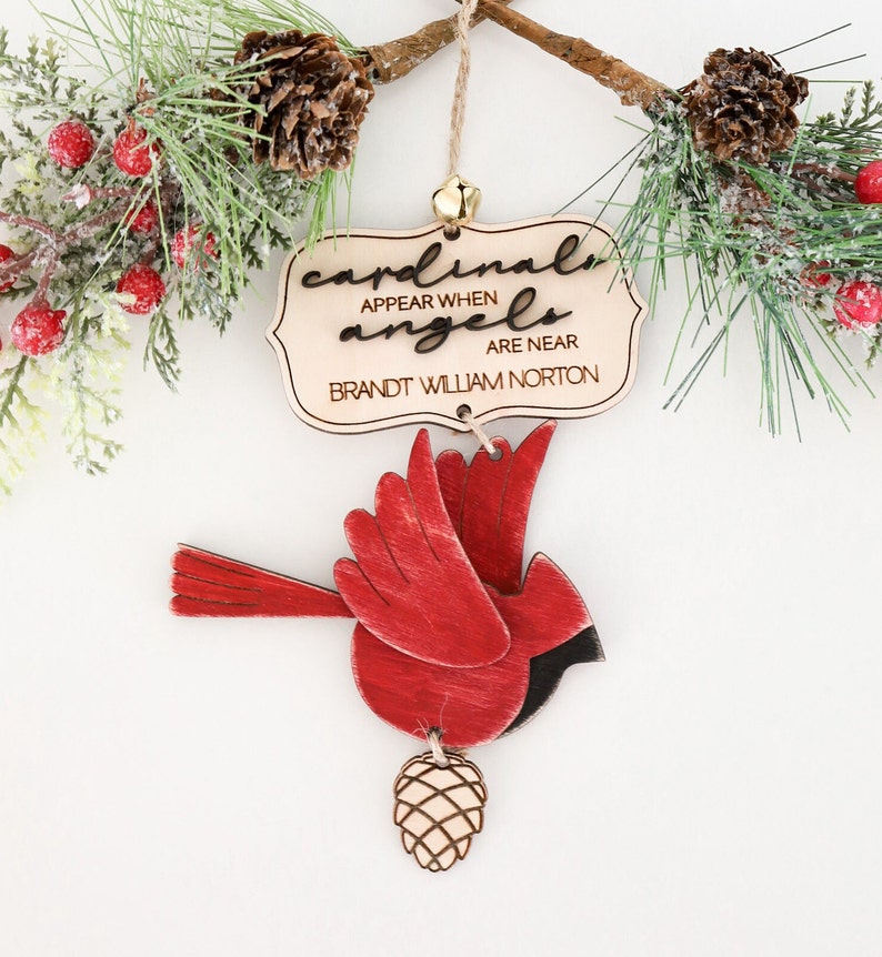 Customizable Memorial Cardinal Christmas Ornament Laser Cut File ...